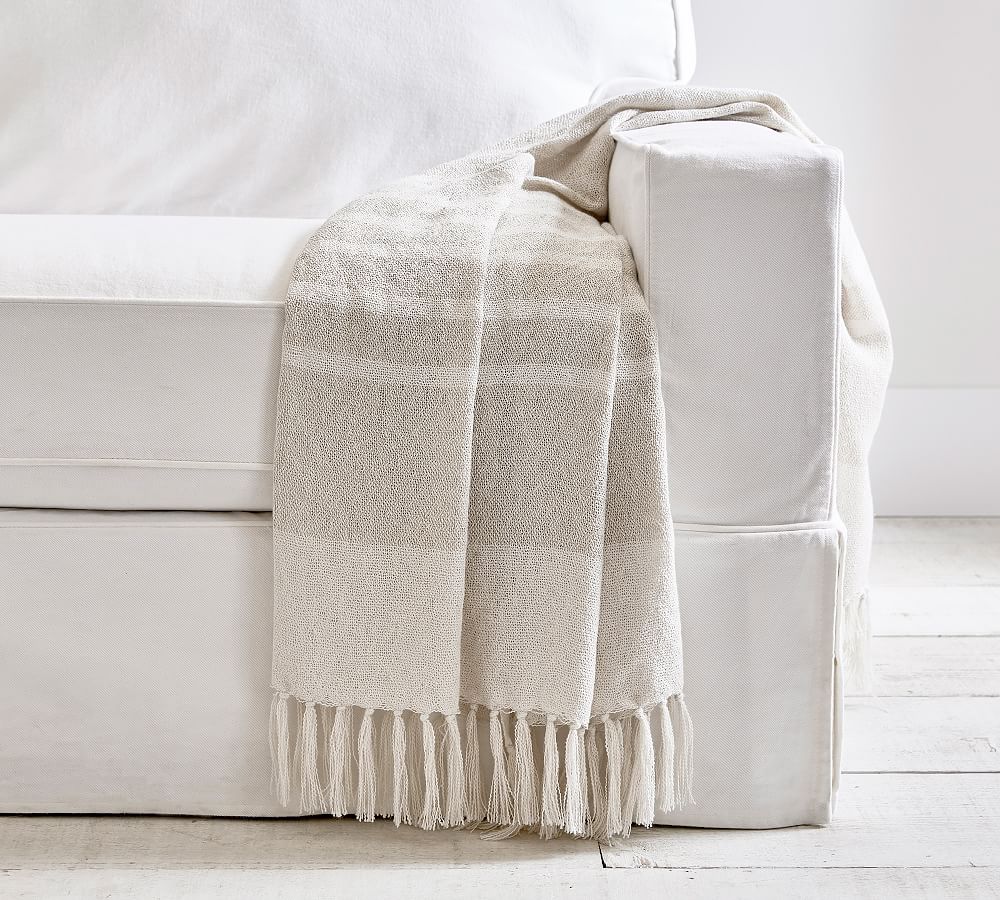 Avah Eco-Friendly Striped Indoor/Outdoor Throw Blanket | Pottery Barn