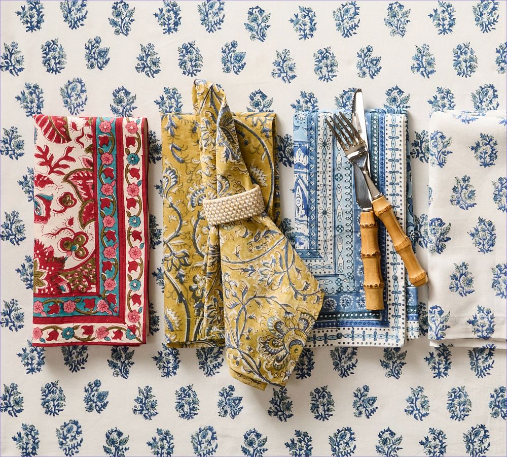 Nila Medallion Block Print Napkins - Set of 4 | Pottery Barn