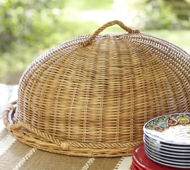 Oversized Woven Tray & Cloche | Pottery Barn