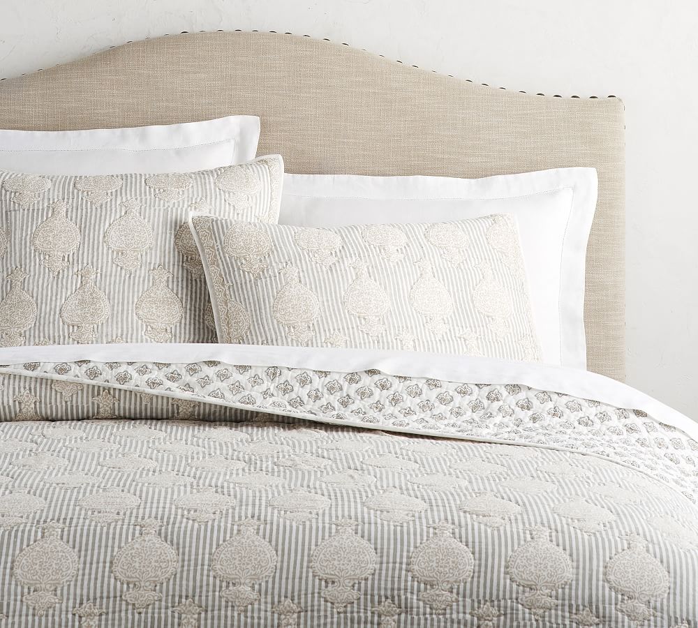 Rissa Reversible Block Print Quilted Pillow Sham | Pottery Barn