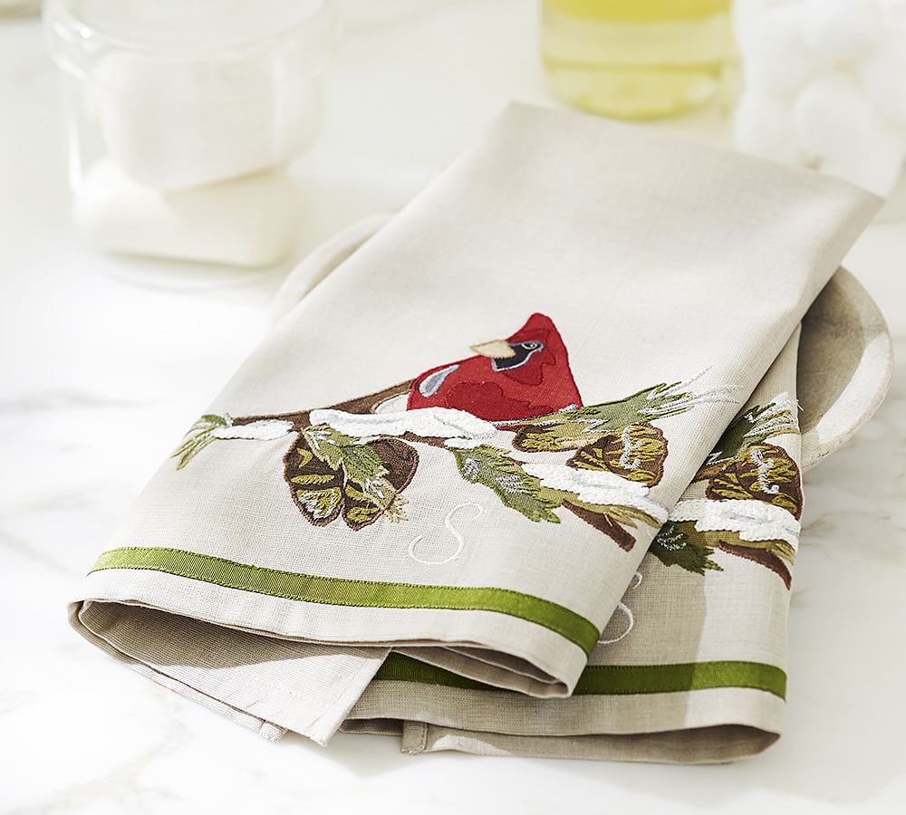 Cardinal Embroidered Guest Towel, Set of 2 | Pottery Barn