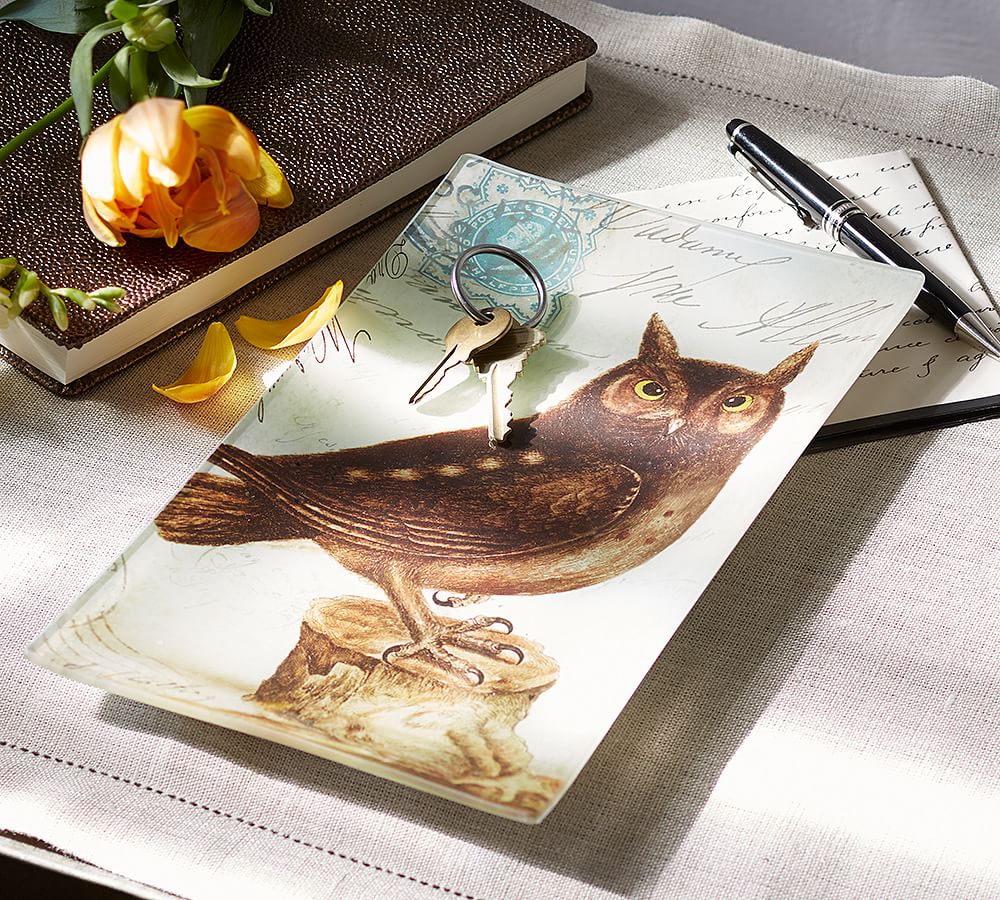 Owl Decoupage Decorative Tray | Pottery Barn