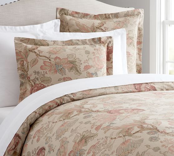 Grace Floral Texture Cotton Linen Blend Duvet Cover & Shams | Pottery Barn