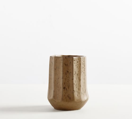 Rustic Brown Fluted Vase | Pottery Barn
