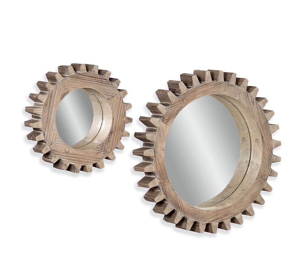 Wood Gear Wall Mirror - Set of 2 | Pottery Barn