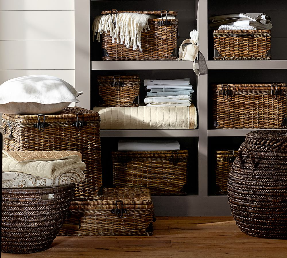 Lexine Round Lidded Basket | Pottery Barn