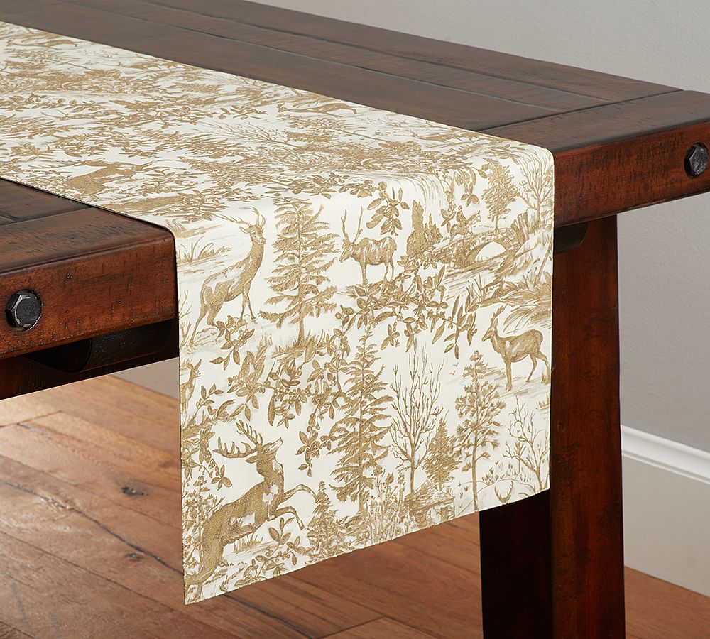 Alpine Toile Table Runner - Gold | Pottery Barn