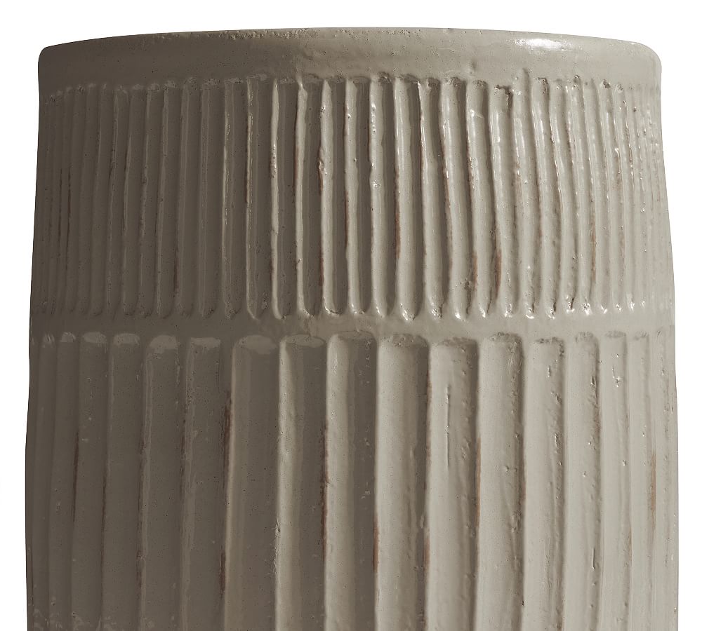Fluted Ceramic Outdoor Accent Drum | Pottery Barn