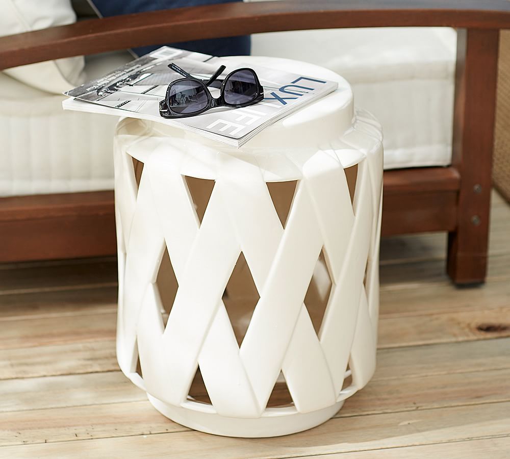 Lattice Ceramic Outdoor Side Table | Pottery Barn