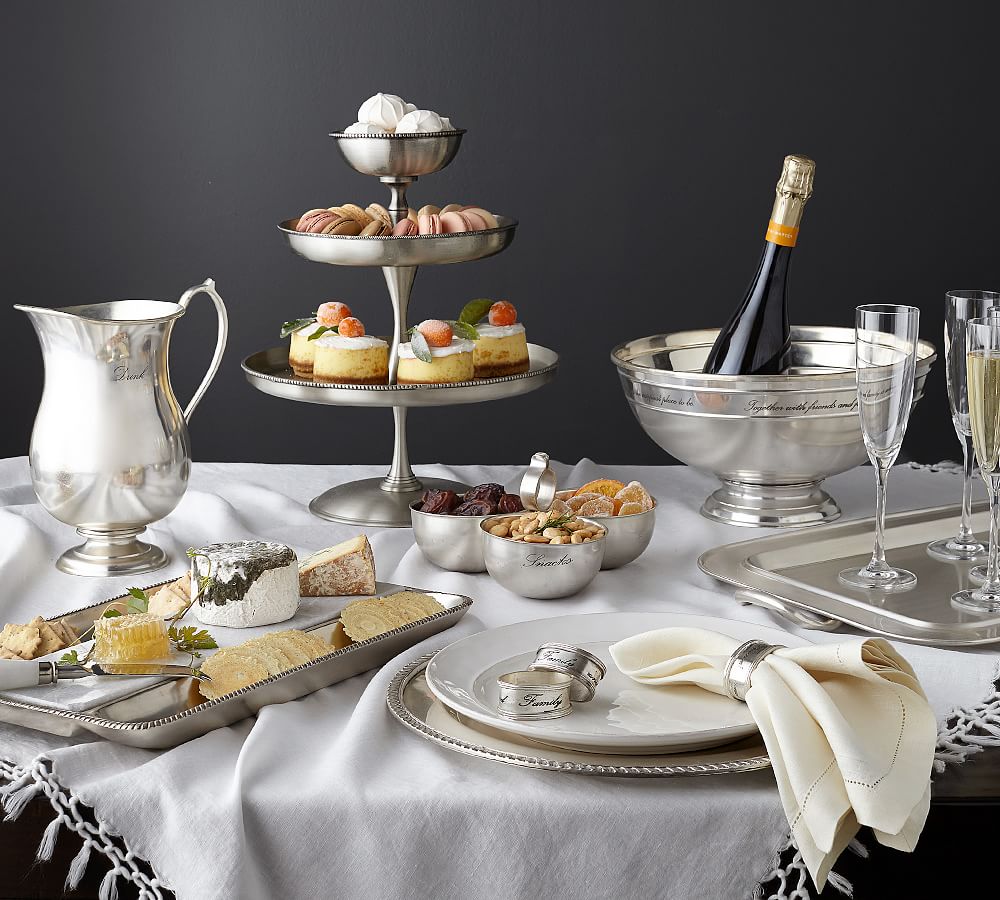 Antique Silver Sentiment Snack Server | Pottery Barn