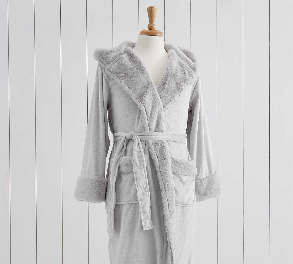 Gray Alpaca Faux Fur Bathrobe | Pottery Barn