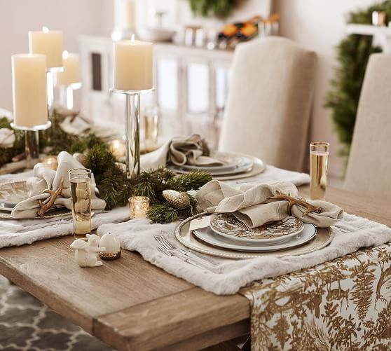 Alpine Toile Table Runner - Gold | Pottery Barn