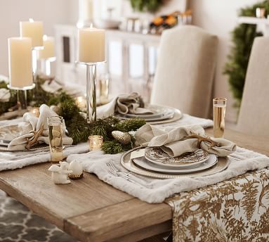 Alpine Toile Table Runner - Gold | Pottery Barn