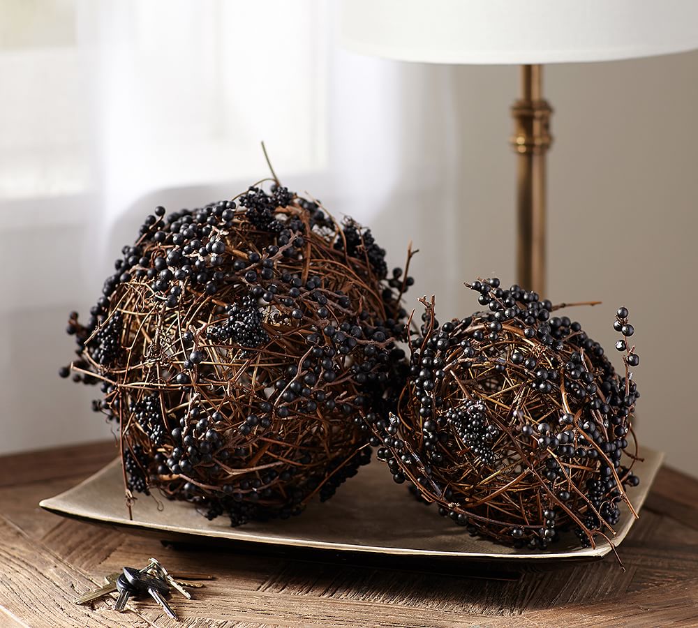 Black Berry Spheres Vase Filler | Pottery Barn