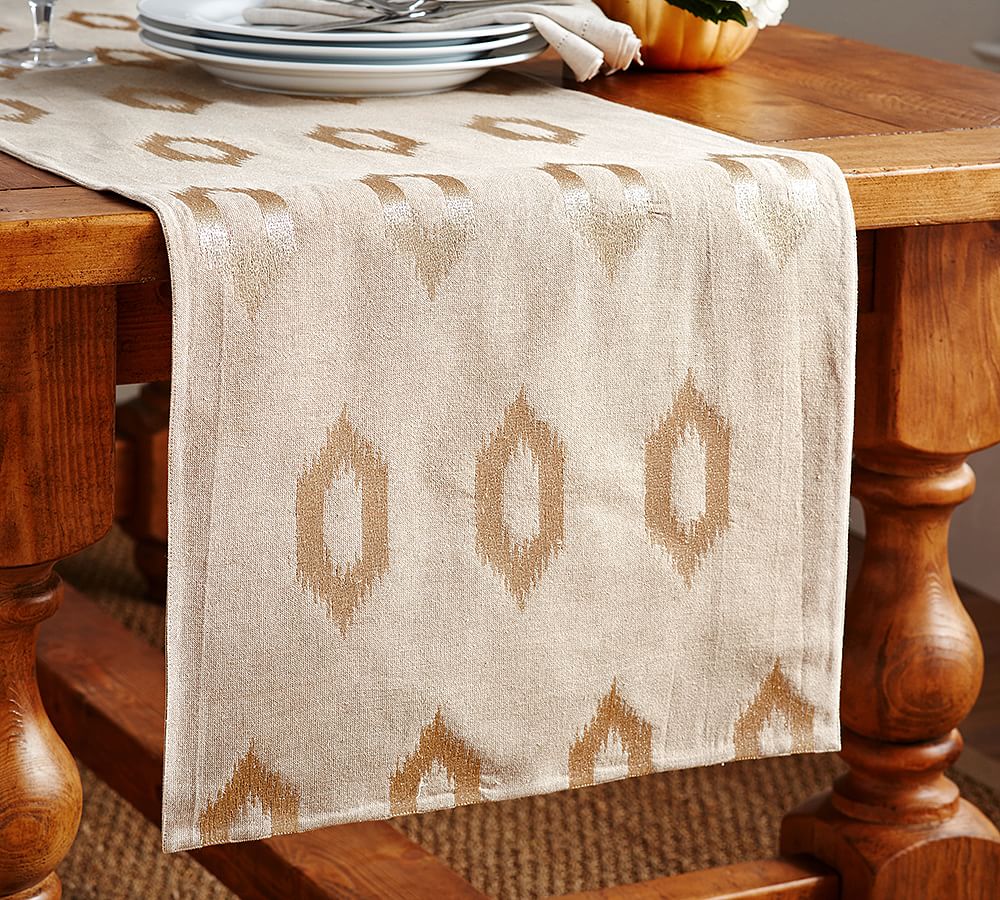 Golden Tile Embroidered Table Runner | Pottery Barn
