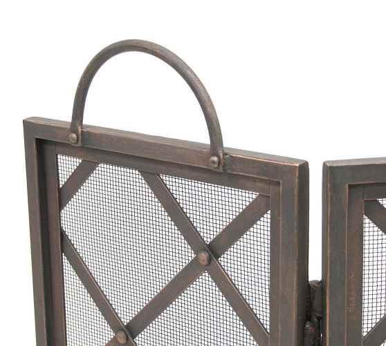 Iron Weave Tri-Panel Fireplace Screens | Pottery Barn