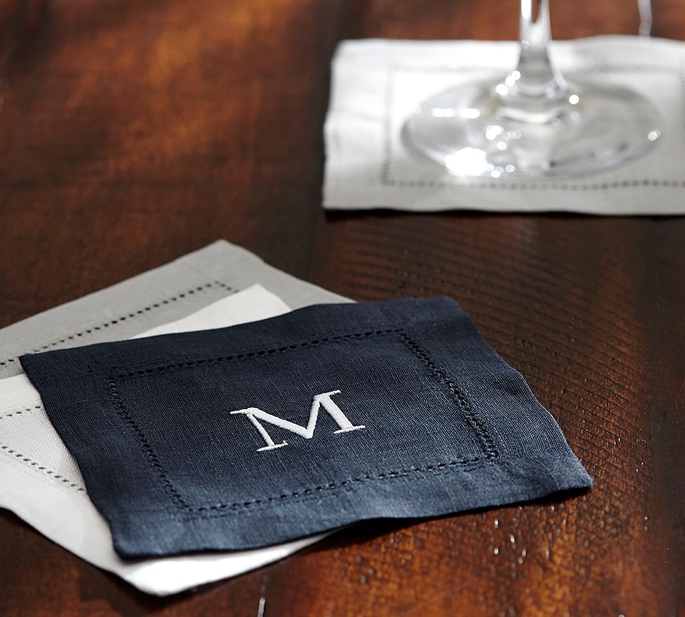 PB Classic Belgian Flax Linen Drink Coaster, Set of 4 | Pottery Barn