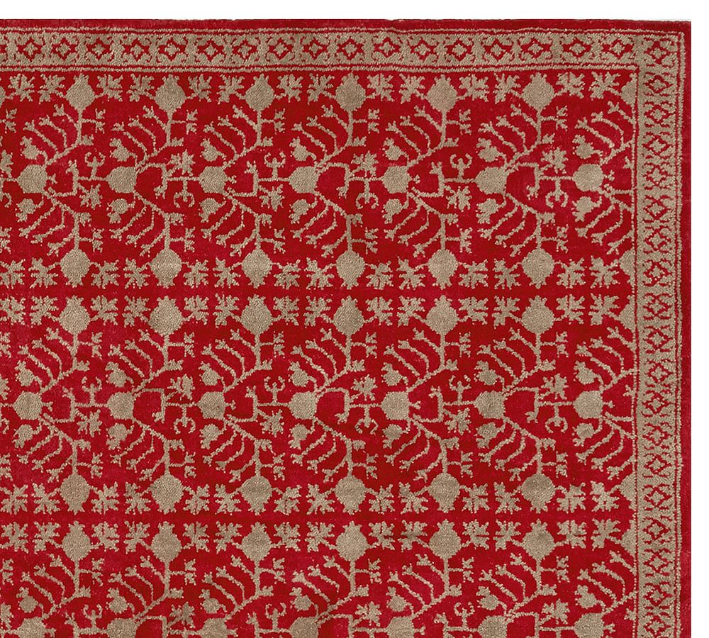 Elliott Jacquard Hand-Loomed Rug Swatch - Red Multi | Pottery Barn