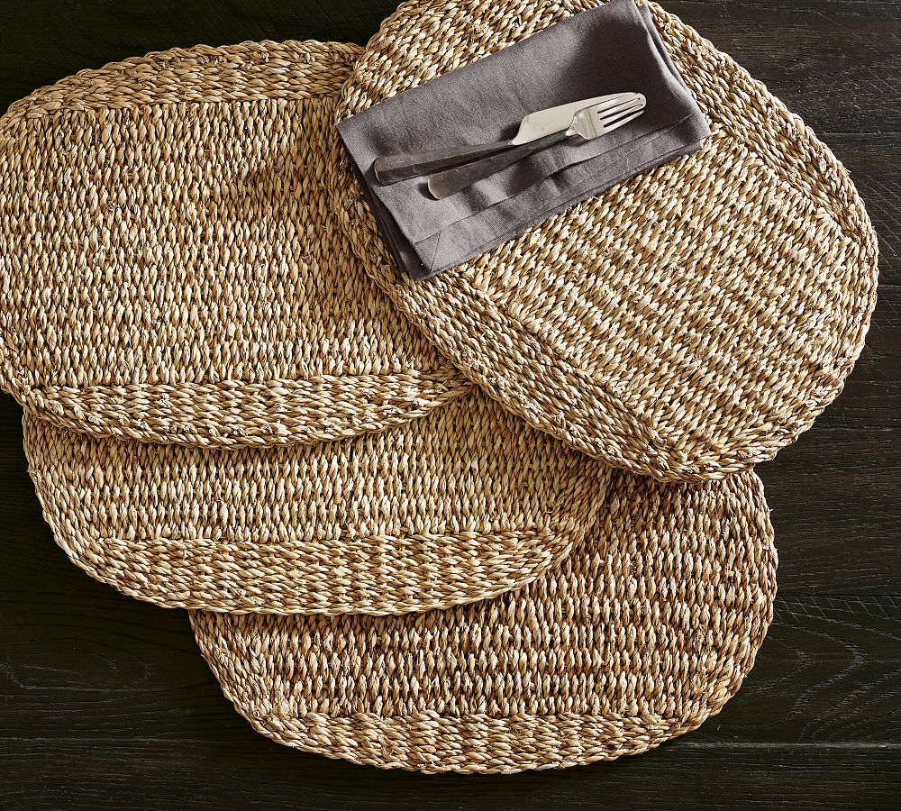Isla Handwoven Seagrass Oval Charger Plate | Pottery Barn
