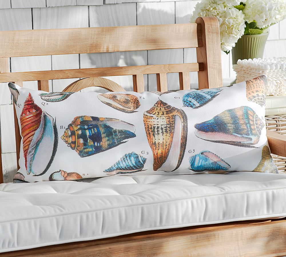 Outdoor Shell Print Lumbar Throw Pillow | Pottery Barn