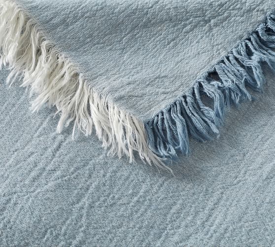 Oversized Fringe Linen Throw Blanket | Pottery Barn