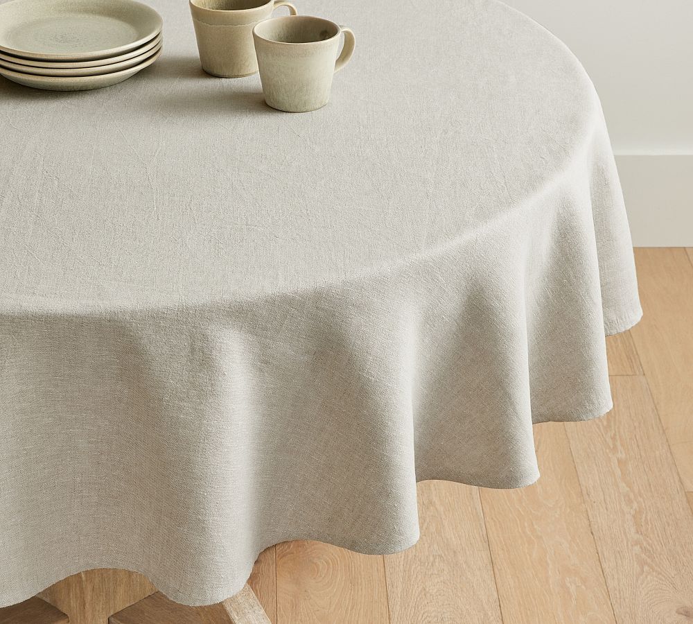 Mason Round Linen Tablecloth | Pottery Barn