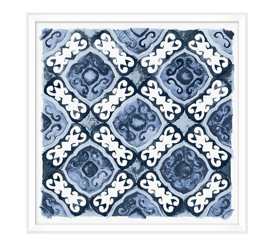Decorative Blue Framed Paper Print | Pottery Barn