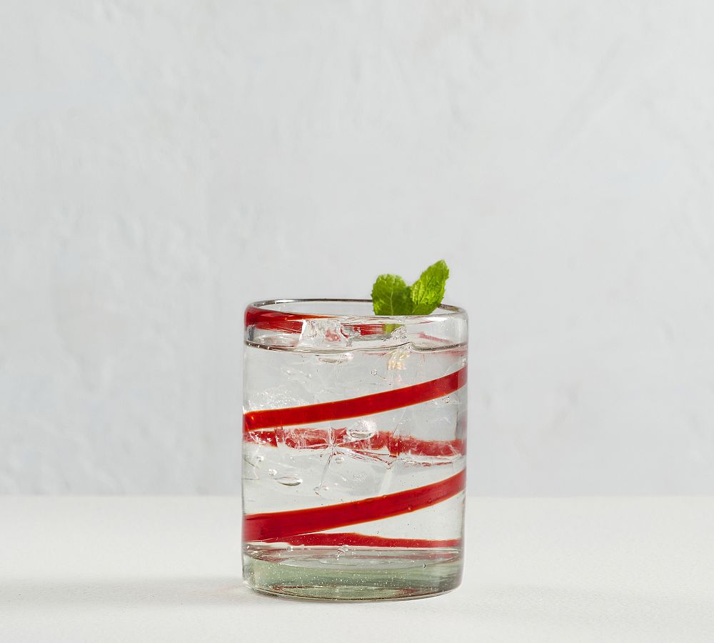 Red Ribbon Handcrafted Recycled Drinking Glasses | Pottery Barn