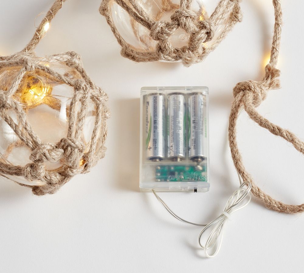 Lit Jute Wrapped Orbs Garland | Pottery Barn