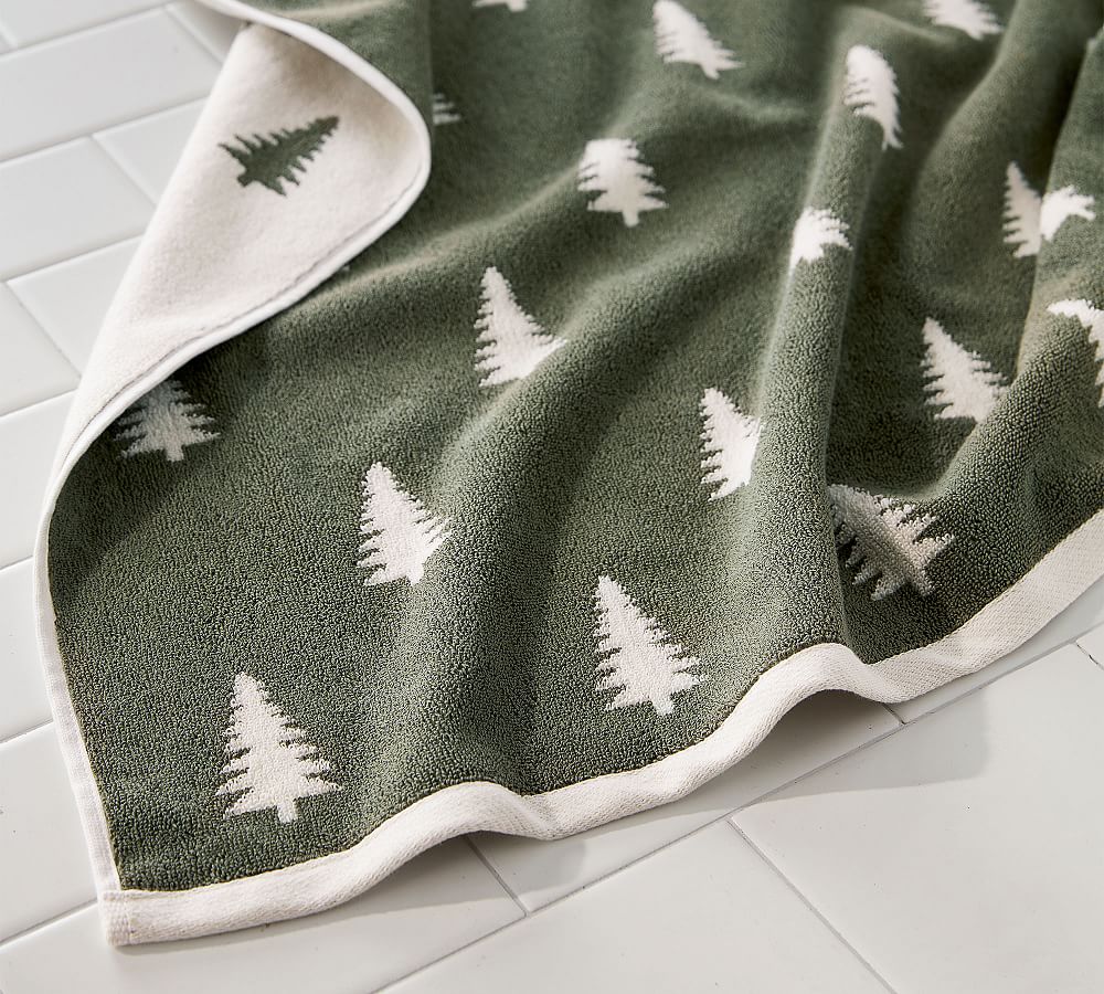 Pine Tree Reversible Jacquard Towel | Pottery Barn