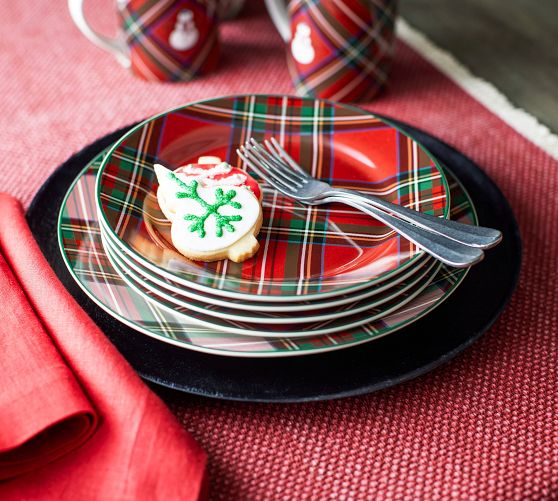 Stewart Plaid Stoneware Salad Plates - Set of 4 | Pottery Barn