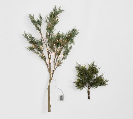 Lit Faux Juniper Branch | Pottery Barn