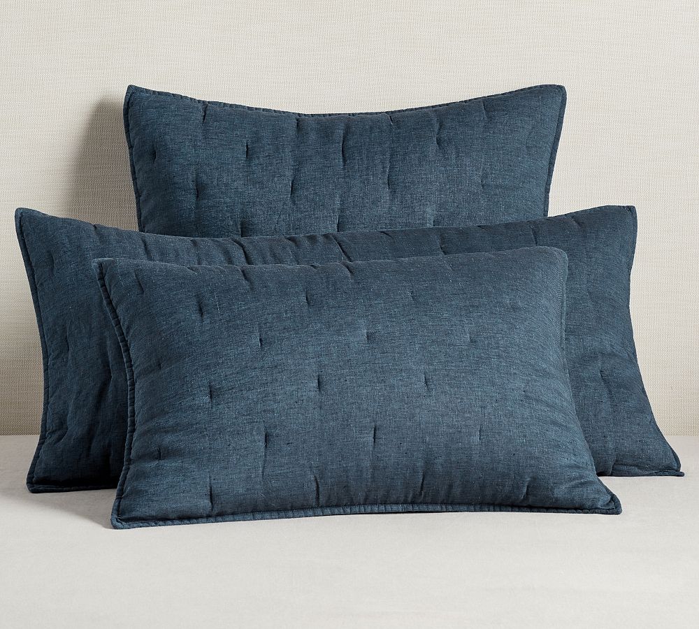 Belgian Flax Linen Tufted Quilt & Shams | Pottery Barn