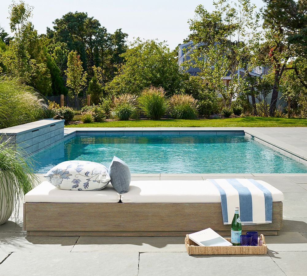 Indio Eucalyptus Modern Platform Single Outdoor Chaise | Pottery Barn
