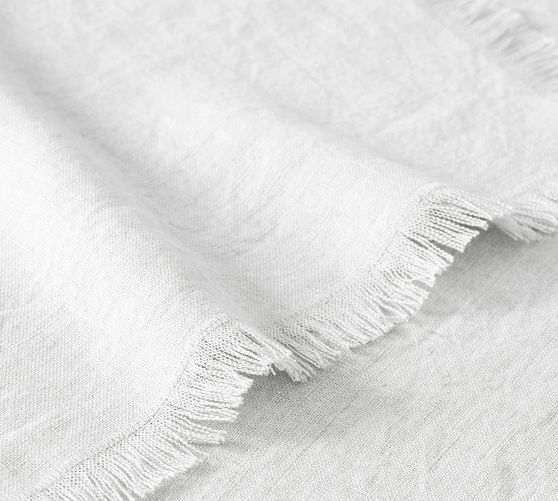 Frayed Linen Table Throw | Pottery Barn