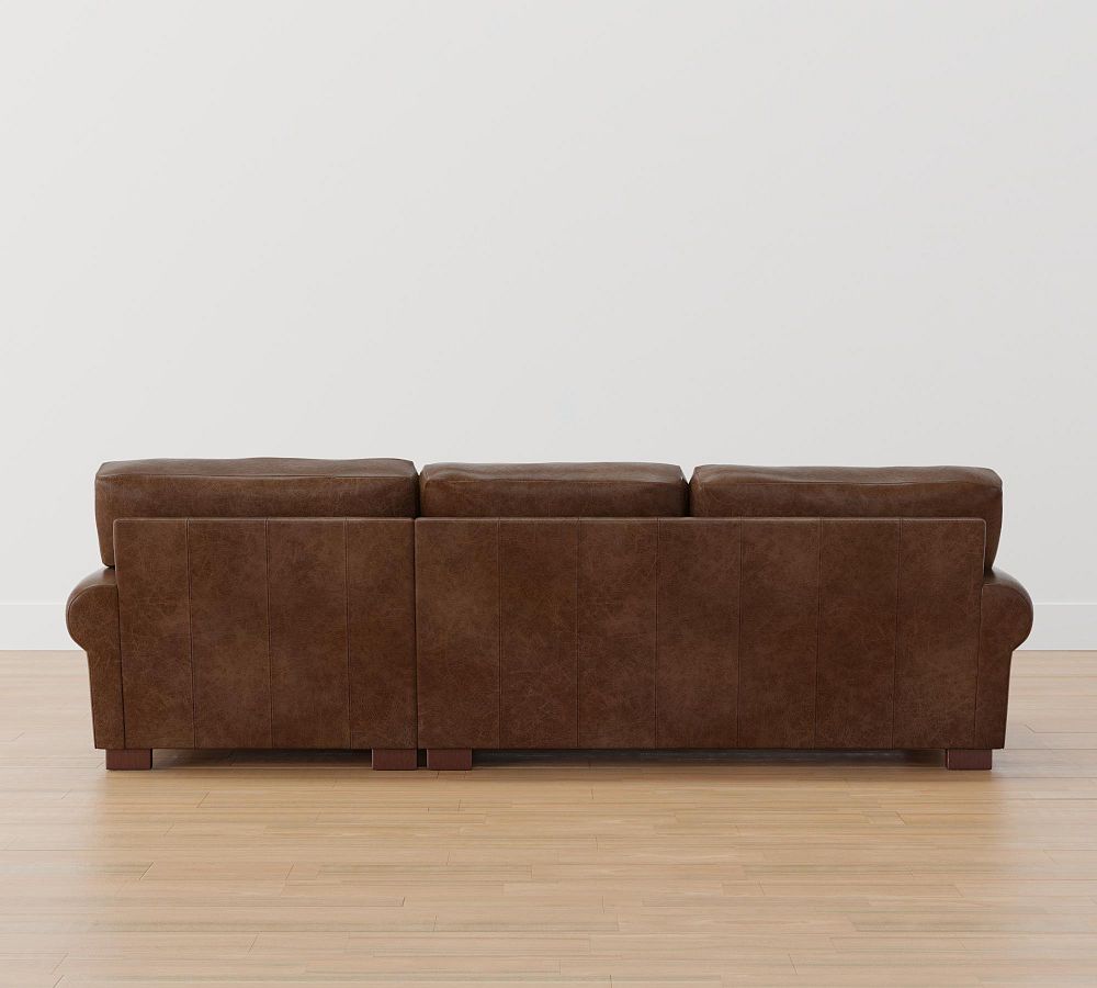 Turner Roll Arm Leather Sofa Chaise Sectional | Pottery Barn