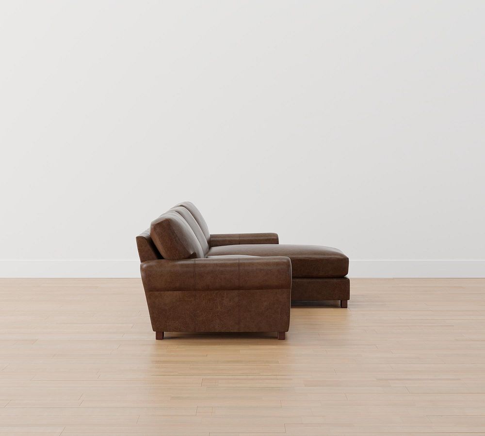 Turner Roll Arm Leather Sofa Chaise Sectional | Pottery Barn