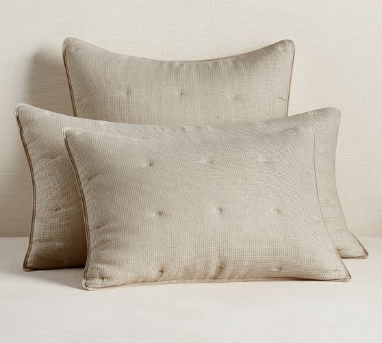 European Flax Linen Tufted Waffle Comforter & Shams | Pottery Barn