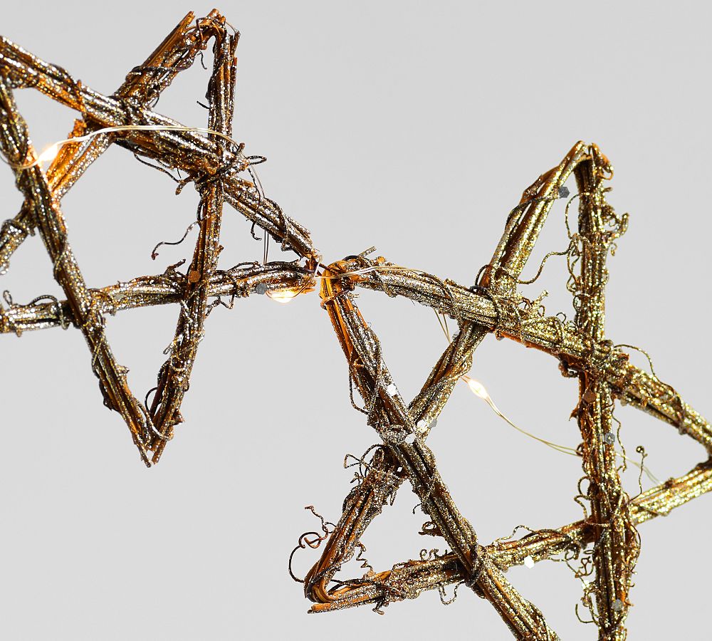 Glitter Rattan Star String Lights | Pottery Barn