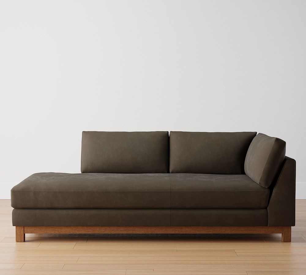 Build Your Own Jake Leather Sectional with Brindle Wood Base | Pottery Barn