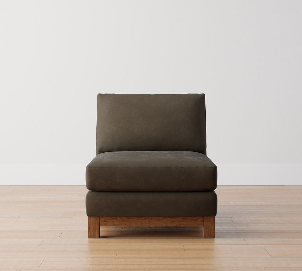 Build Your Own Jake Leather Sectional with Brindle Wood Base | Pottery Barn