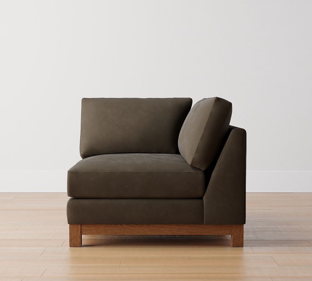 Build Your Own Jake Leather Sectional with Brindle Wood Base | Pottery Barn