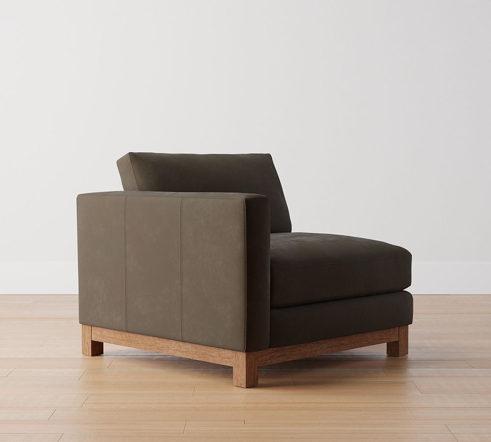 Build Your Own Jake Leather Sectional with Brindle Wood Base | Pottery Barn