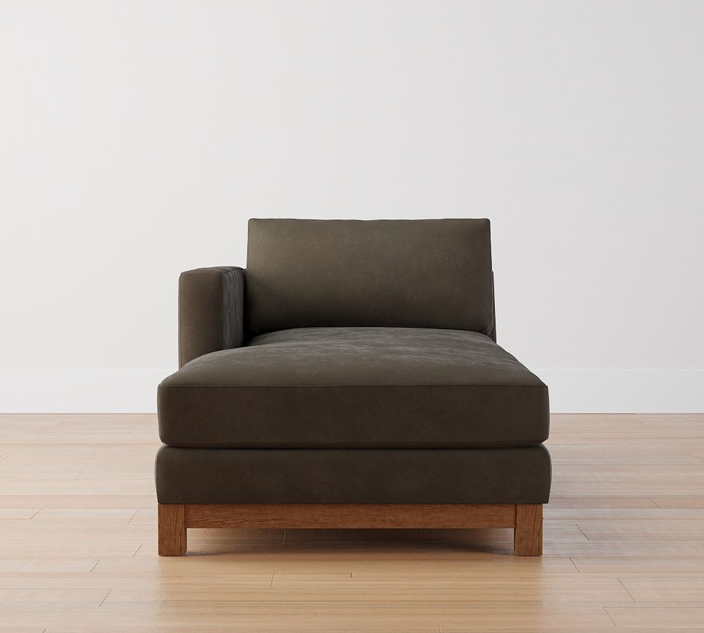 Build Your Own Jake Leather Sectional with Brindle Wood Base | Pottery Barn