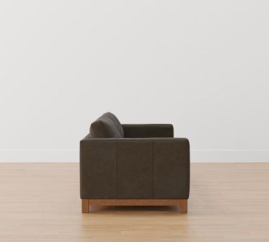 Jake Leather Sofa with Brindle Wood Base | Pottery Barn