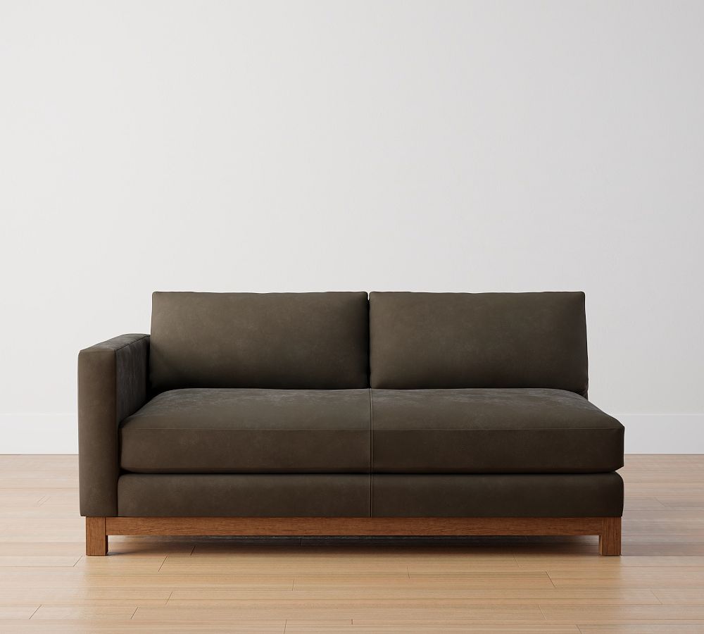 Build Your Own Jake Leather Sectional with Brindle Wood Base | Pottery Barn