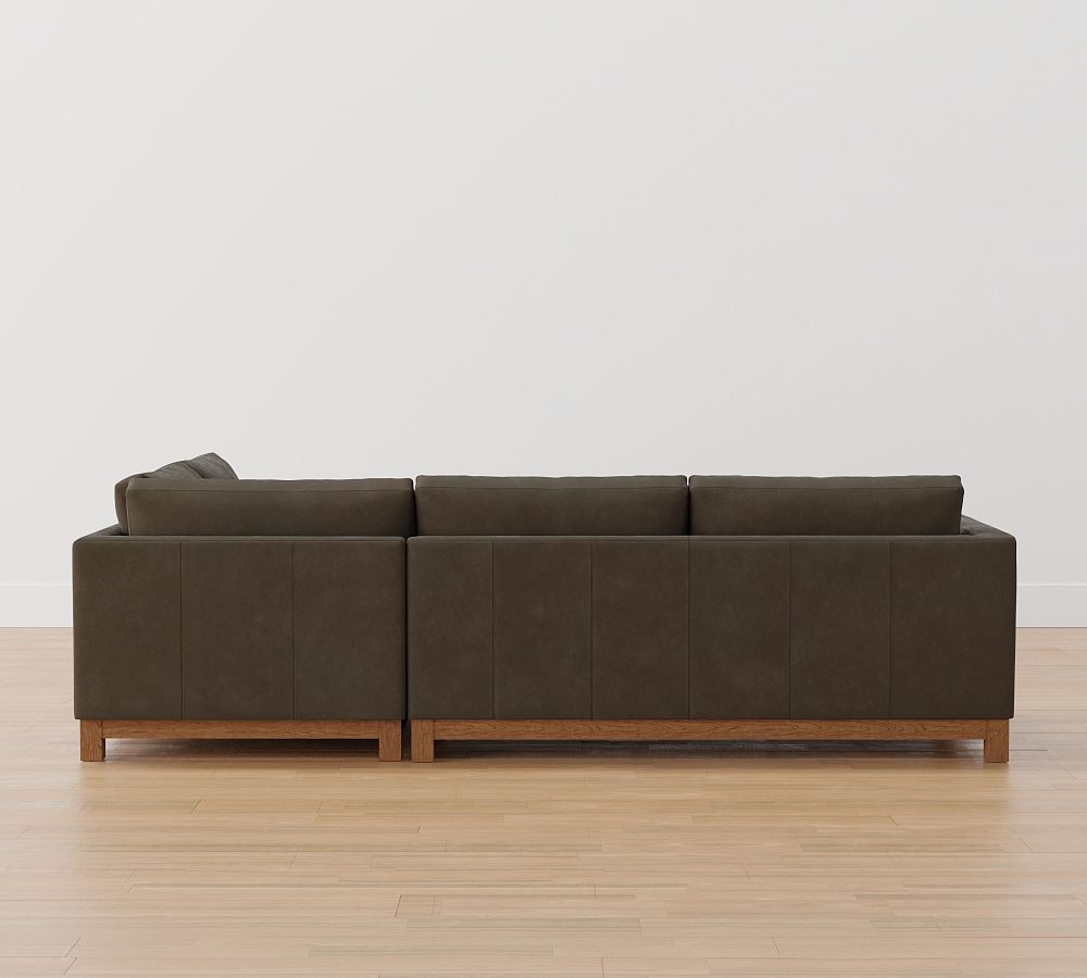 Jake Leather Return Bumper Sectional with Brindle Wood Base | Pottery Barn