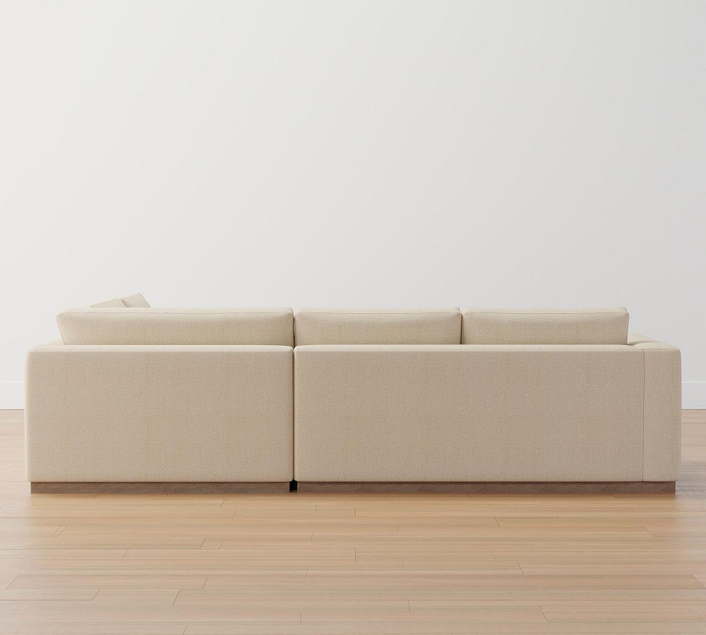 Carmel Square Wide Arm Upholstered 3-Piece Wedge Sectional with Wood ...