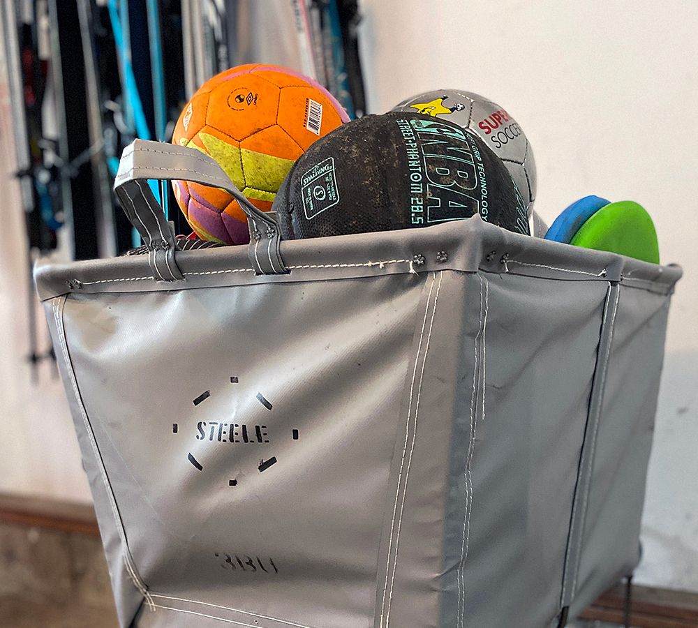 Industrial Elevated Basket with Wheels | Pottery Barn