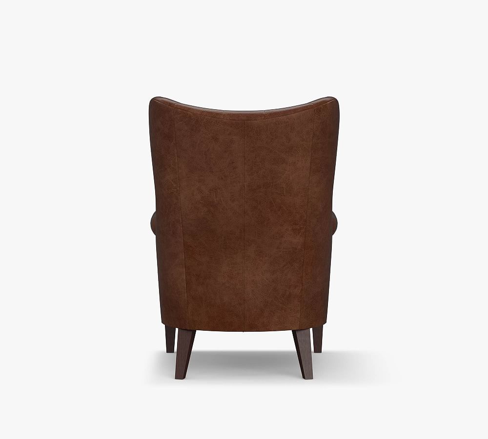 Champlain Roll Arm Tufted Wingback Leather Armchair | Pottery Barn